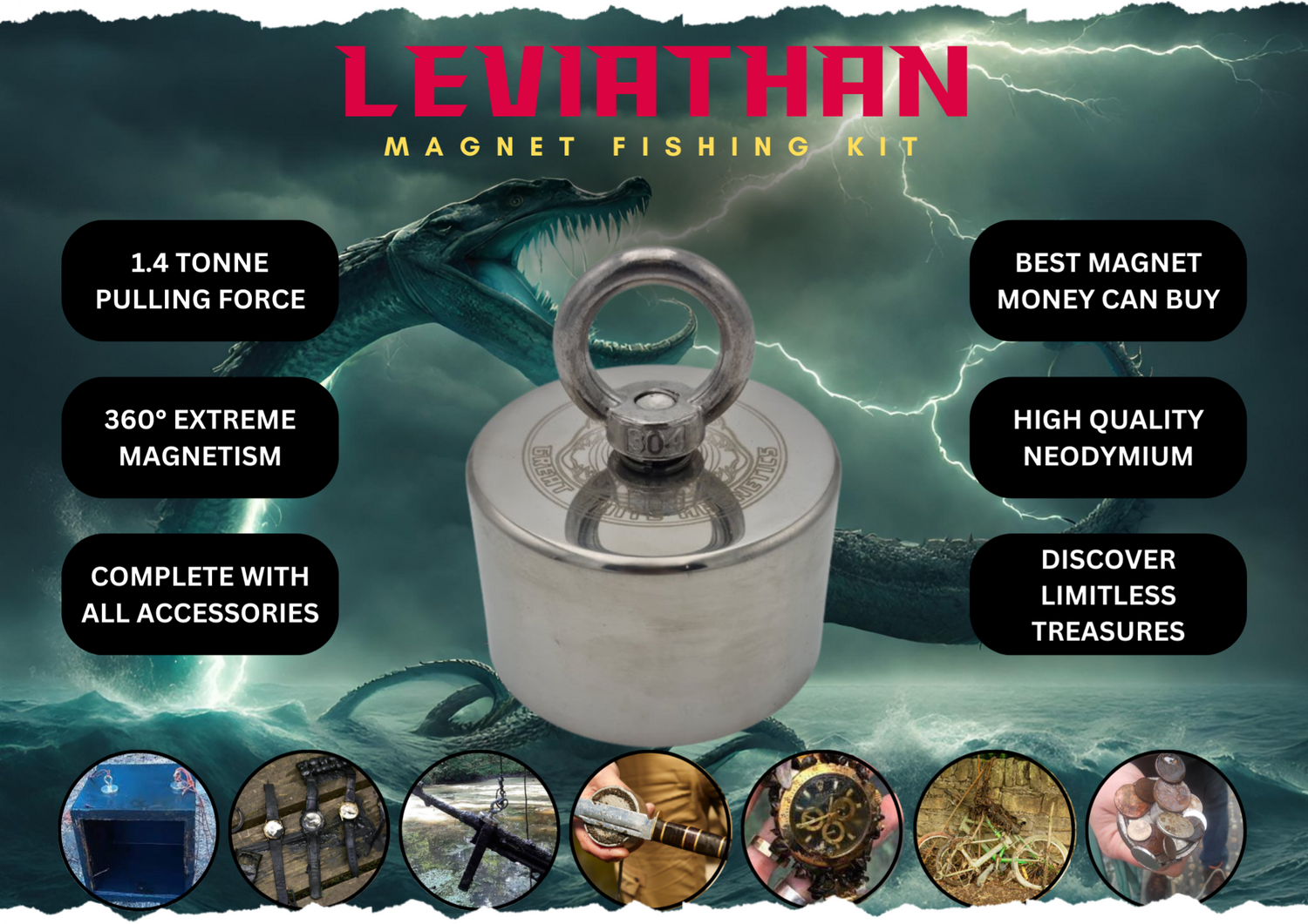 LEVIATHAN 1400KG [360° MAGNET FISHING KIT] – Detect-Ed Australia